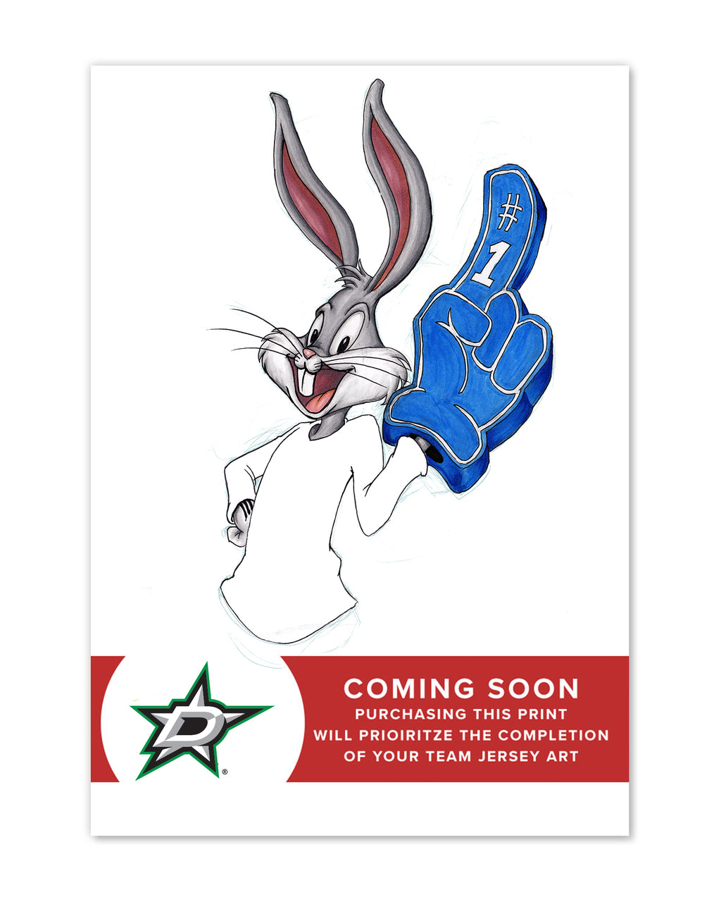 Rabbit Hockey Fan x NHL Dallas Stars Bugs Bunny Limited Edition Fine ...